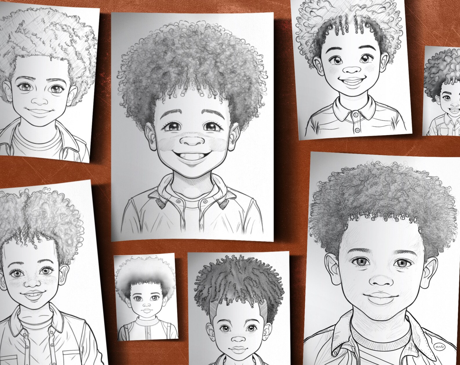 41 Afro Little Boys Digital Coloring Book, Beautiful African American ...