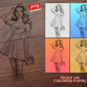 26 Pin-up Girls Part-1 Digital Coloring Book, Pin-up Women Coloring ...