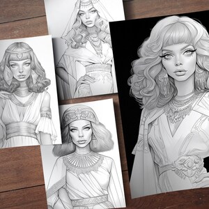 50 Egyptian Princesses Digital Coloring Book, Ancient Egyptian Girls ...
