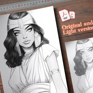 50 Egyptian Princesses Digital Coloring Book, Ancient Egyptian Girls ...