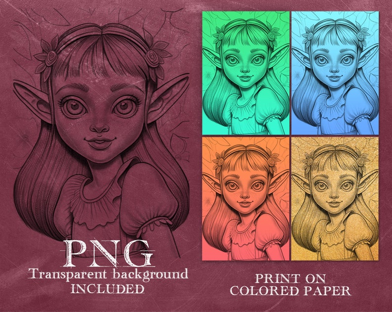 24 Fairy Elves Coloring Pages, Elf Girls Coloring Book, Coloring Sheet ...