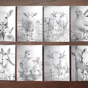 52 Farm Animals Digital Coloring Book, Cow, Pig, Sheep, Chicken, Horse ...