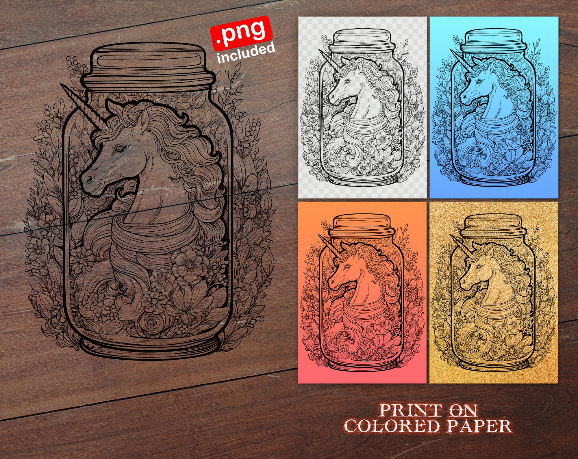 44 Time Capsule Digital Coloring Book, Beautiful Life in Glass Jar ...