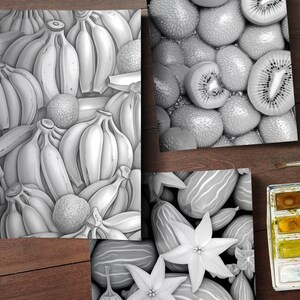 30 Fruits Digital Coloring Book, Fruits Pattern Coloring Pages, Apple ...