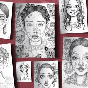 36 Lowbrow Girls Coloring Book, Surreal Girl Coloring Page PDF, Lowbrow ...