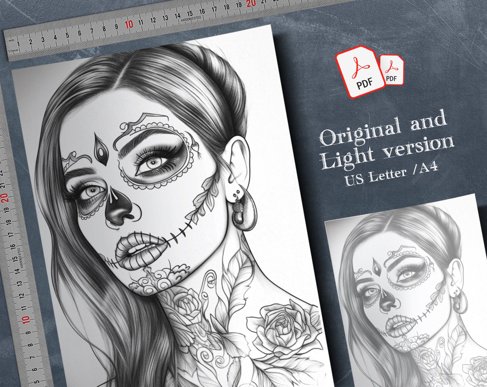 25 Day of the Dead Girls Coloring Book, Sugar Skull Girl Coloring Page ...