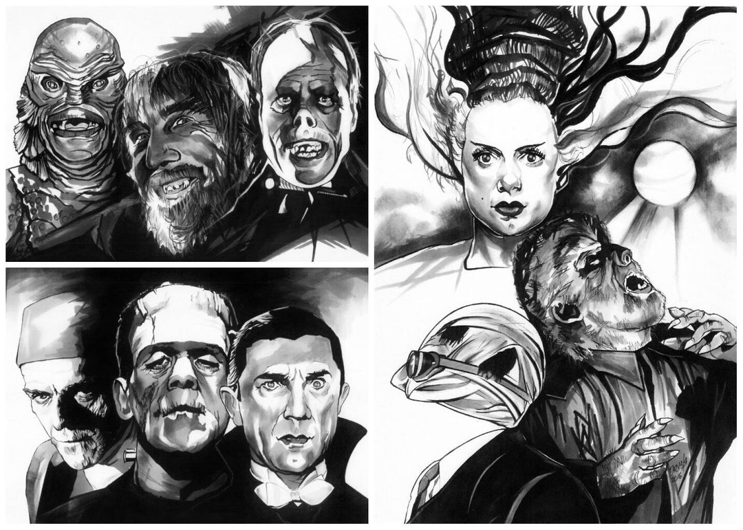 Universal Monsters Set of Three A4 Art Print - Etsy