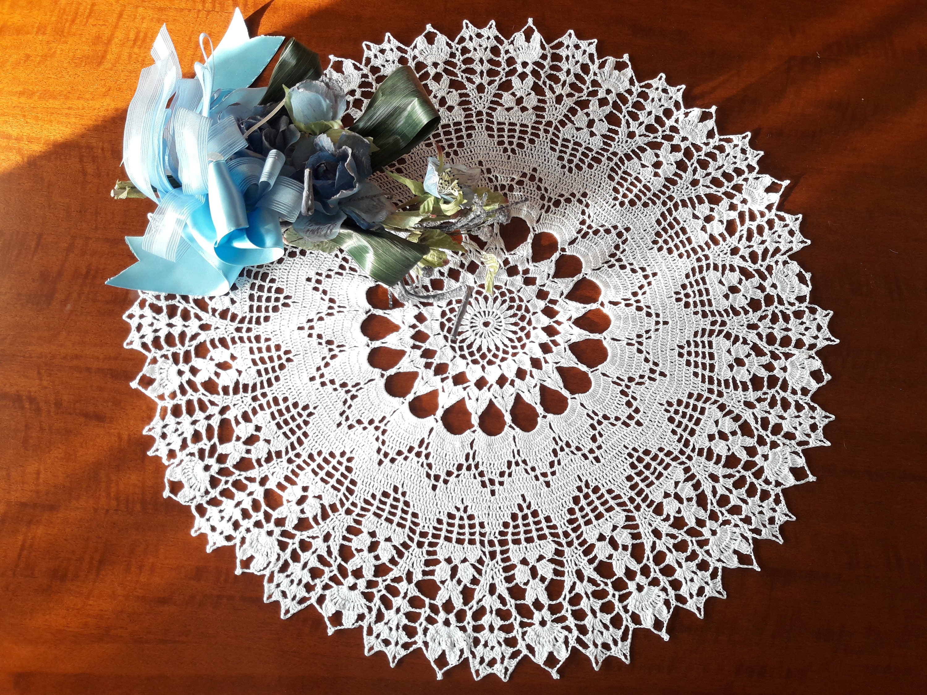 Large Round Crochet Tablecloth for Christmas Table Lace Doily | Etsy