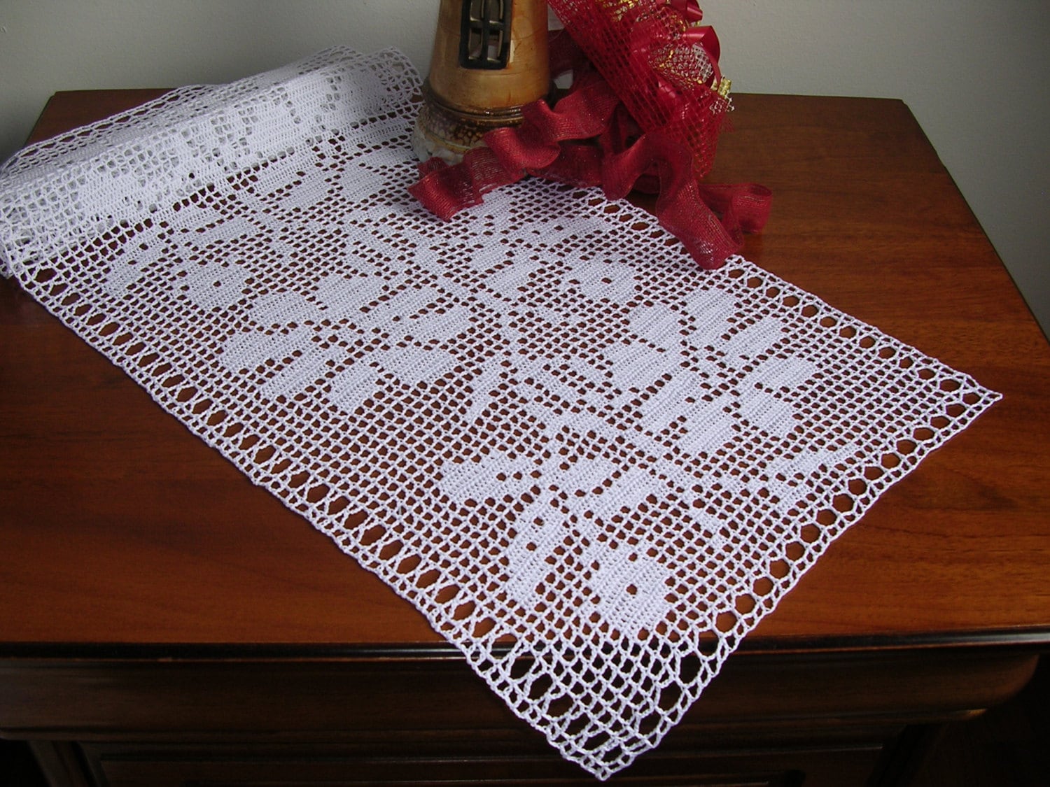 Crochet Table Runner Large Easter Lace Filet Doily - Etsy