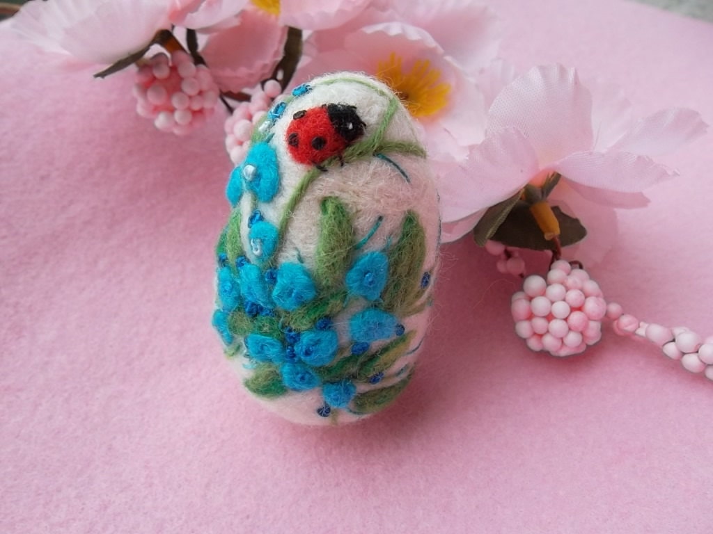 Needle Felted Easter Egg Decoration Ladybird Felt Animal - Etsy