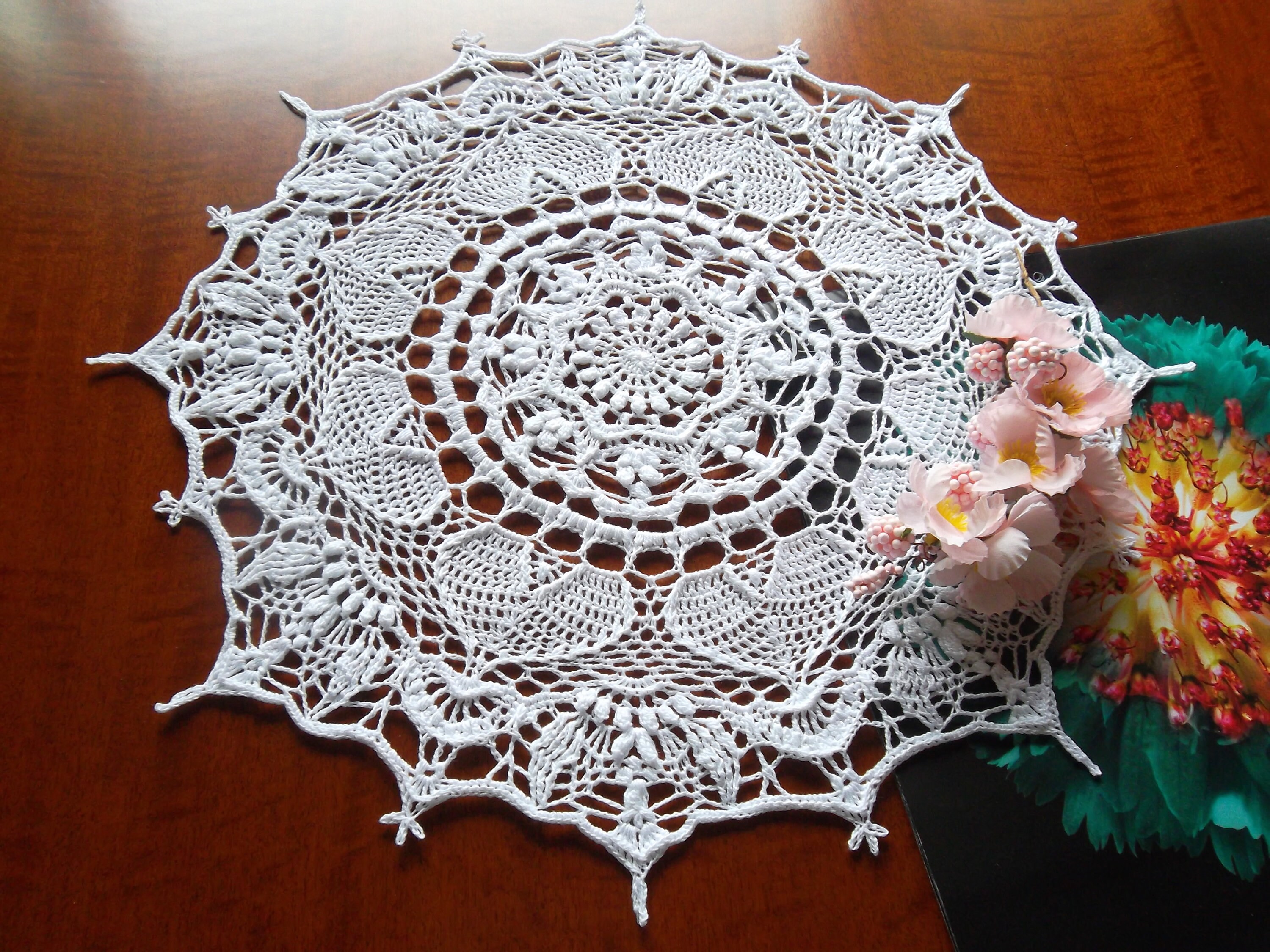 PDF Pattern Crochet Lace Textured Doily, Round 19'' Victorian Placemat ...