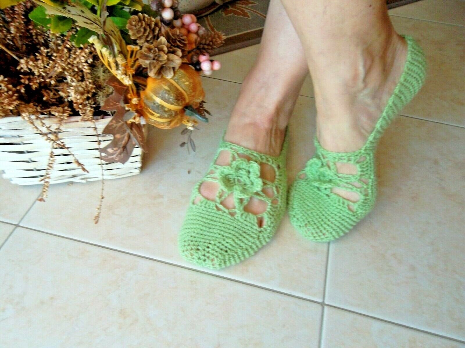 PDF Crochet Slippers Pattern English Tutorial Womens Lace - Etsy