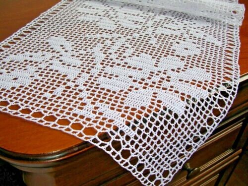 PDF Crochet Doily Pattern, Filet Table Runner 30', Diagram Stitch ...