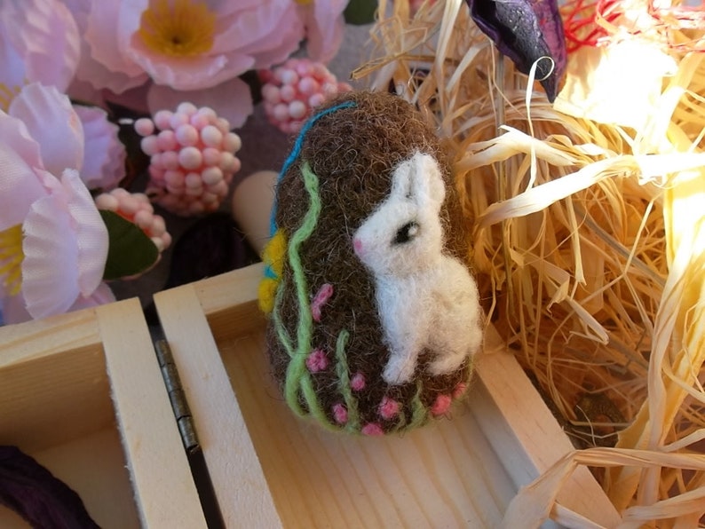 Needle Felted Easter Egg Bunny Decoration Rabbit Felt | Etsy