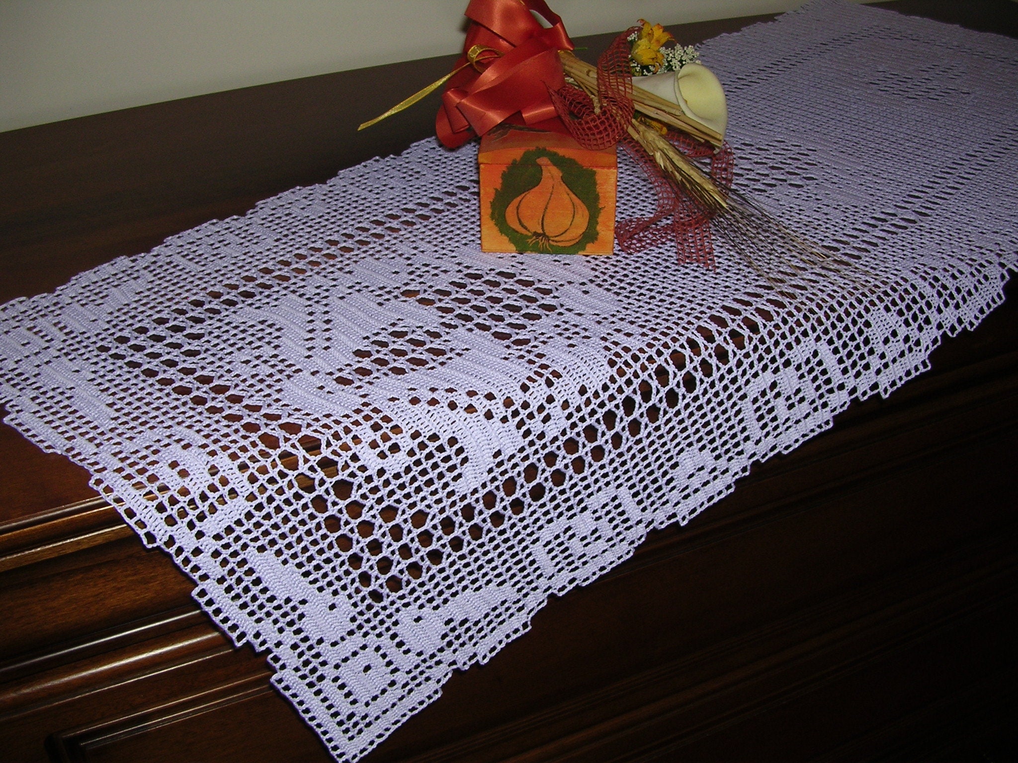 Filet Lace Easter Runner Pattern PDF 47''crochet | Etsy