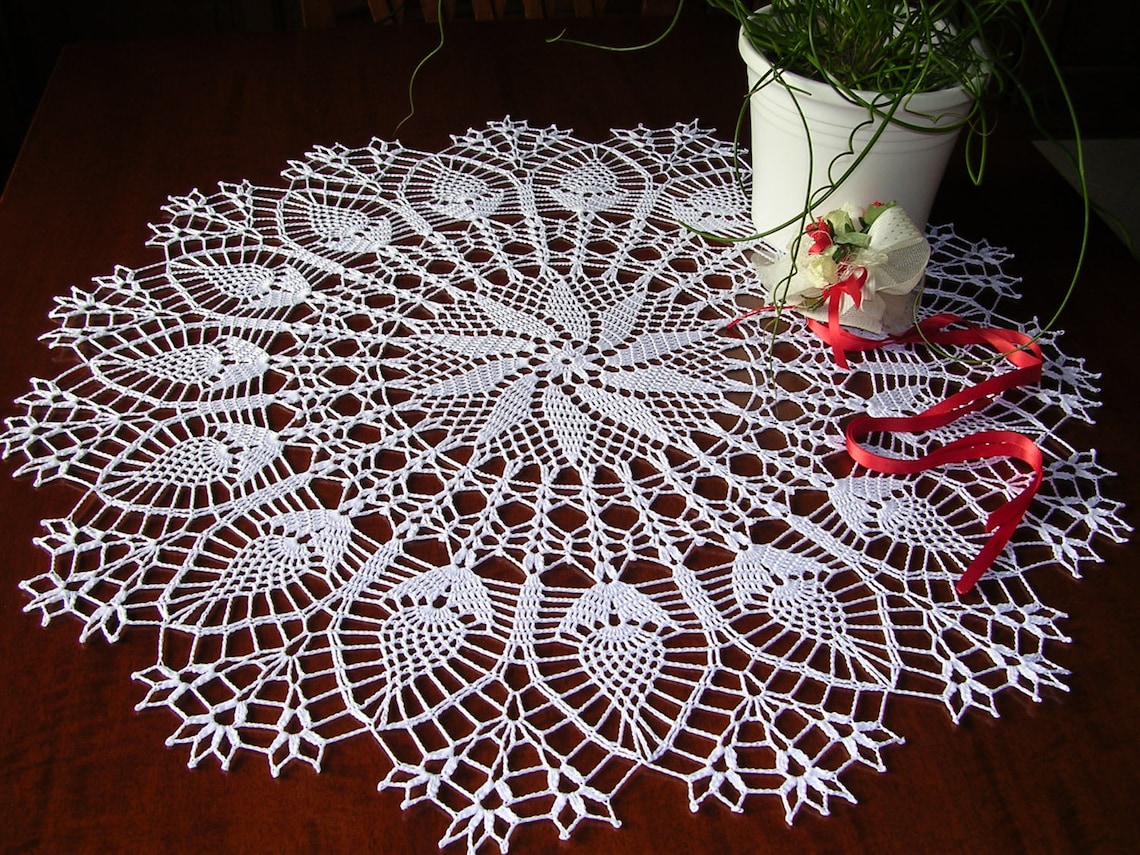 Grande nappe au crochet table ronde napperon table de pâques décoration ...