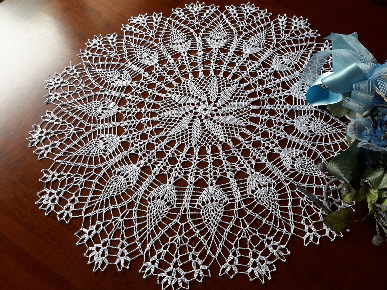 Grande nappe au crochet table ronde napperon table de pâques décoration ...