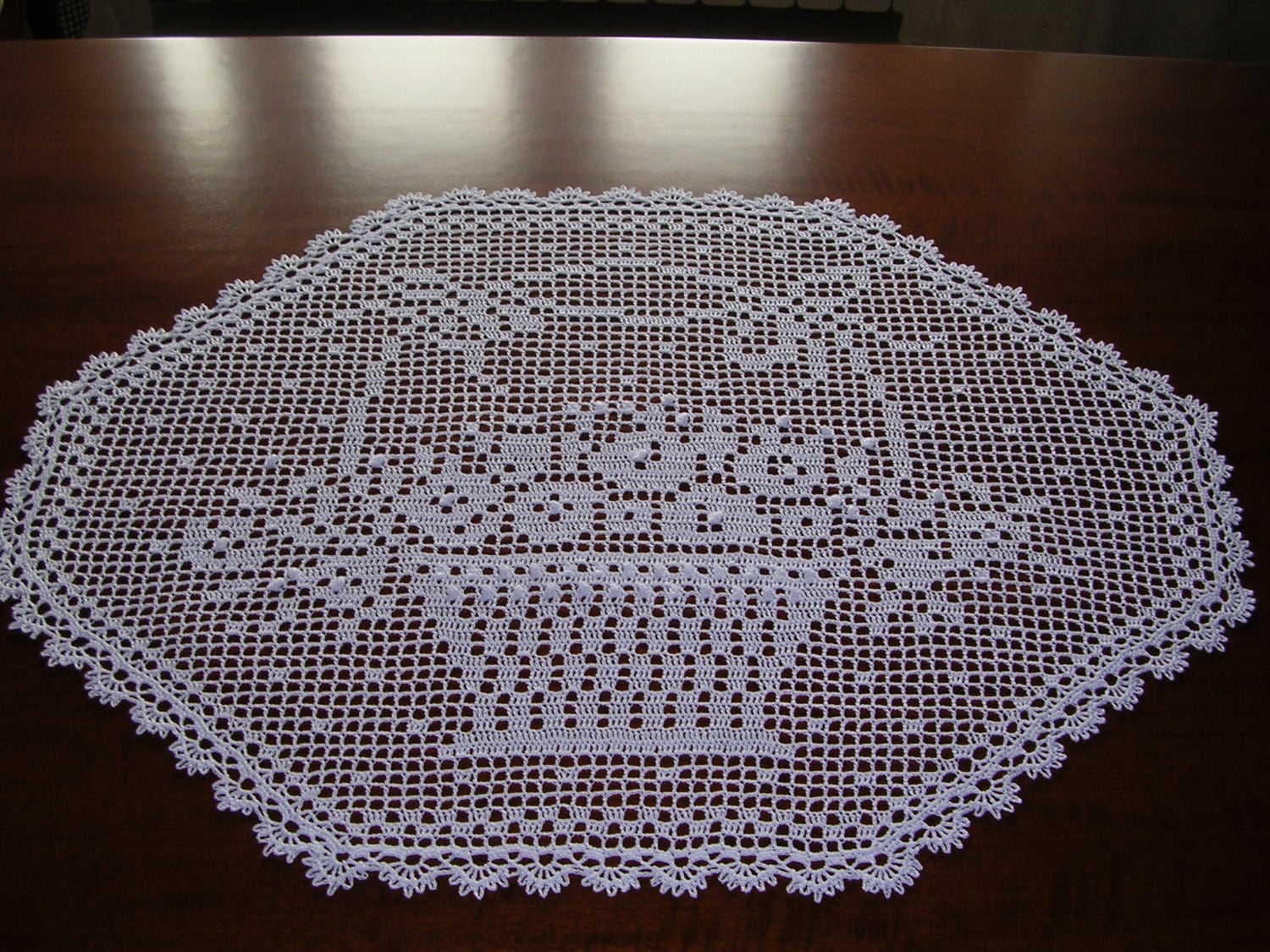 Easter Crochet Large Lrunner, Lace Doily, Filet Rectangular White ...