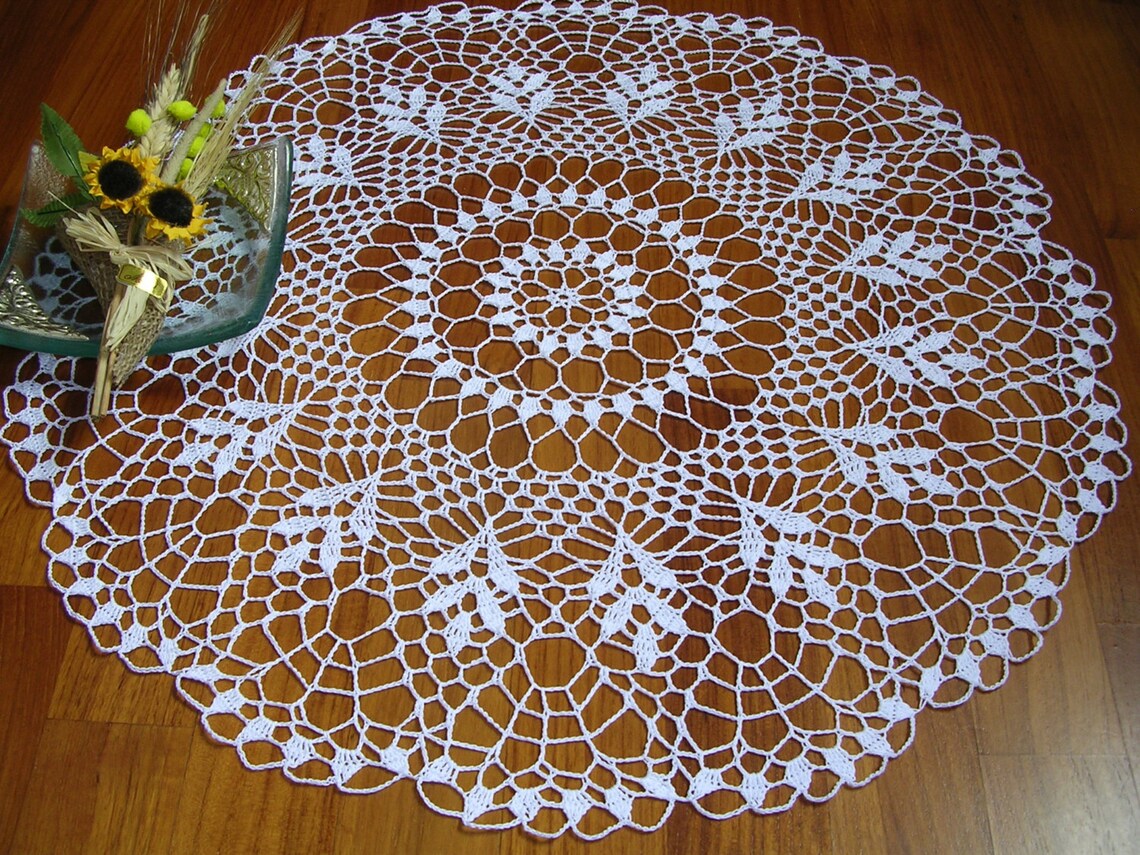 Easter Crochet Doily, Centerpiece for Round Table, Lace White Cotton ...