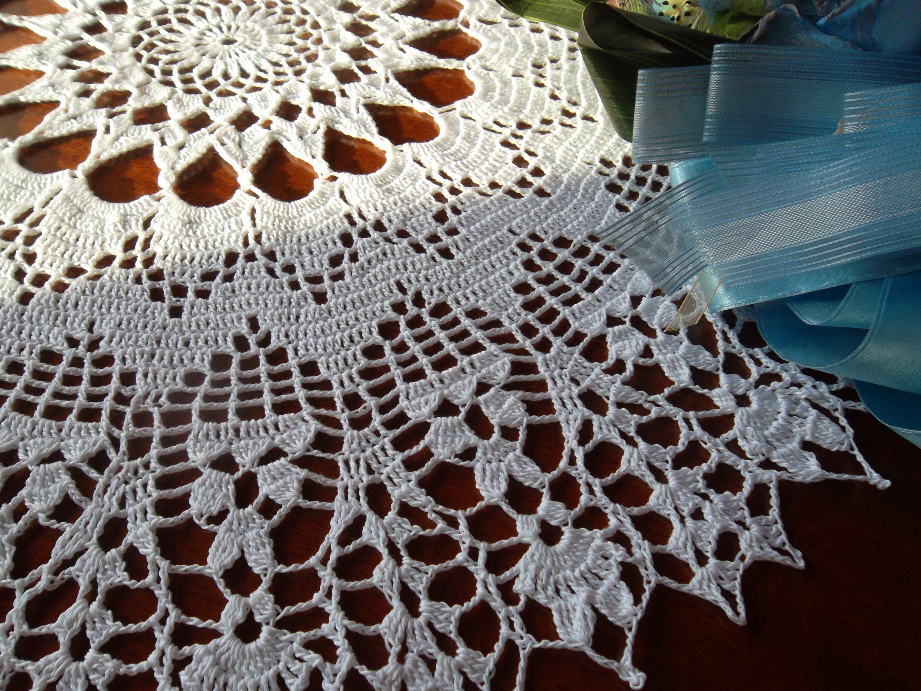 Large Round Crochet Tablecloth for Christmas Table Lace Doily | Etsy