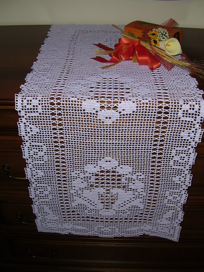 Filet Lace Easter Runner Pattern PDF, 47''crochet Doily Patterns US ...