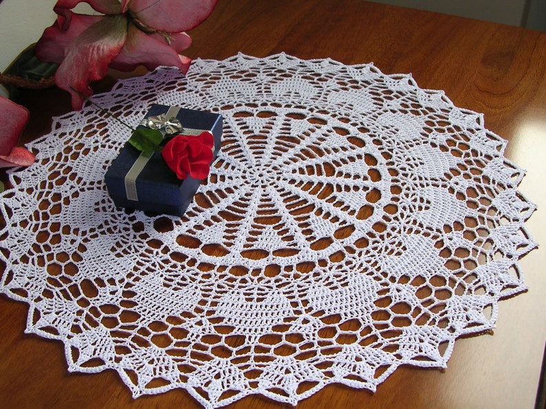 Crochet Italian Lace Doily With Heart Pattern Valentines Day | Etsy