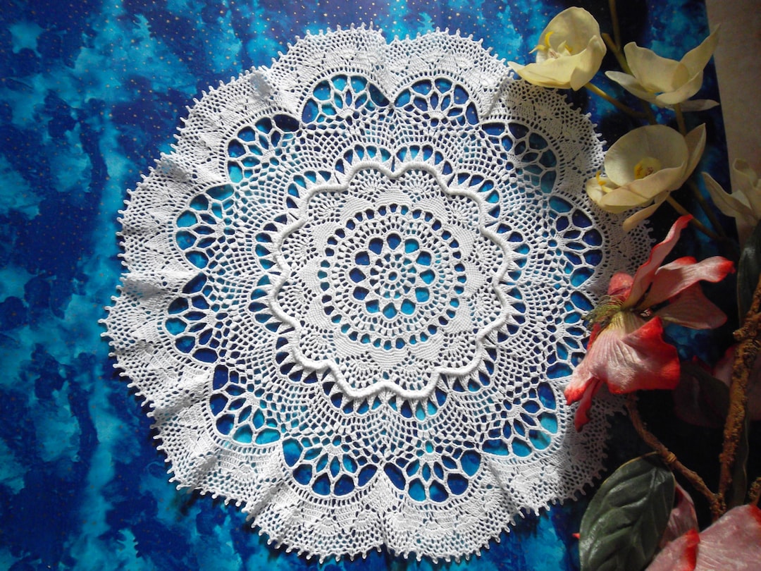 Crochet Lace Doily for Round Table, Easter Unique Decor, Textured ...