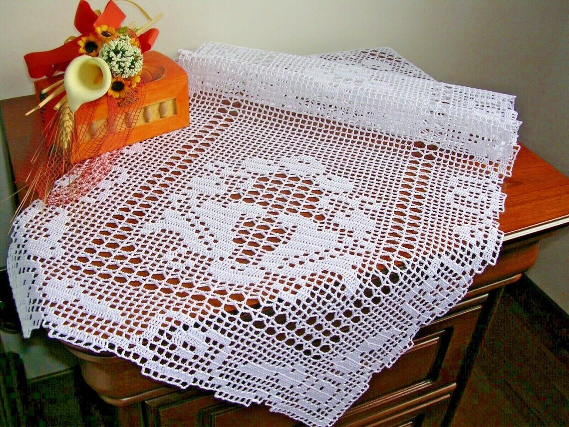 Filet Lace Easter Runner Pattern PDF, 47''crochet Doily Patterns US ...