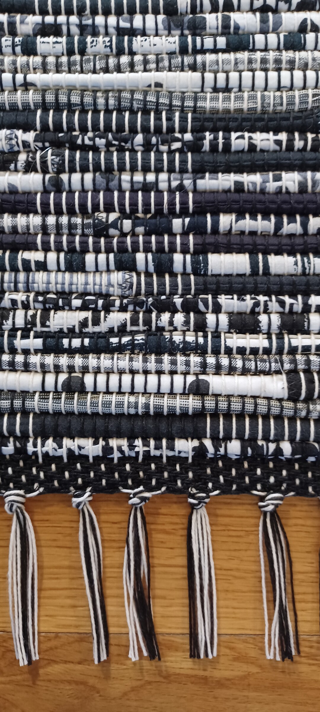 Black and White Rag Rug or Runner - Etsy