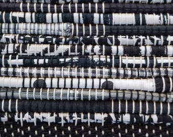 2 X 3 Handmade Rag Rug, Black and White, Chindi Rug, Dhurrie Rug, Small ...