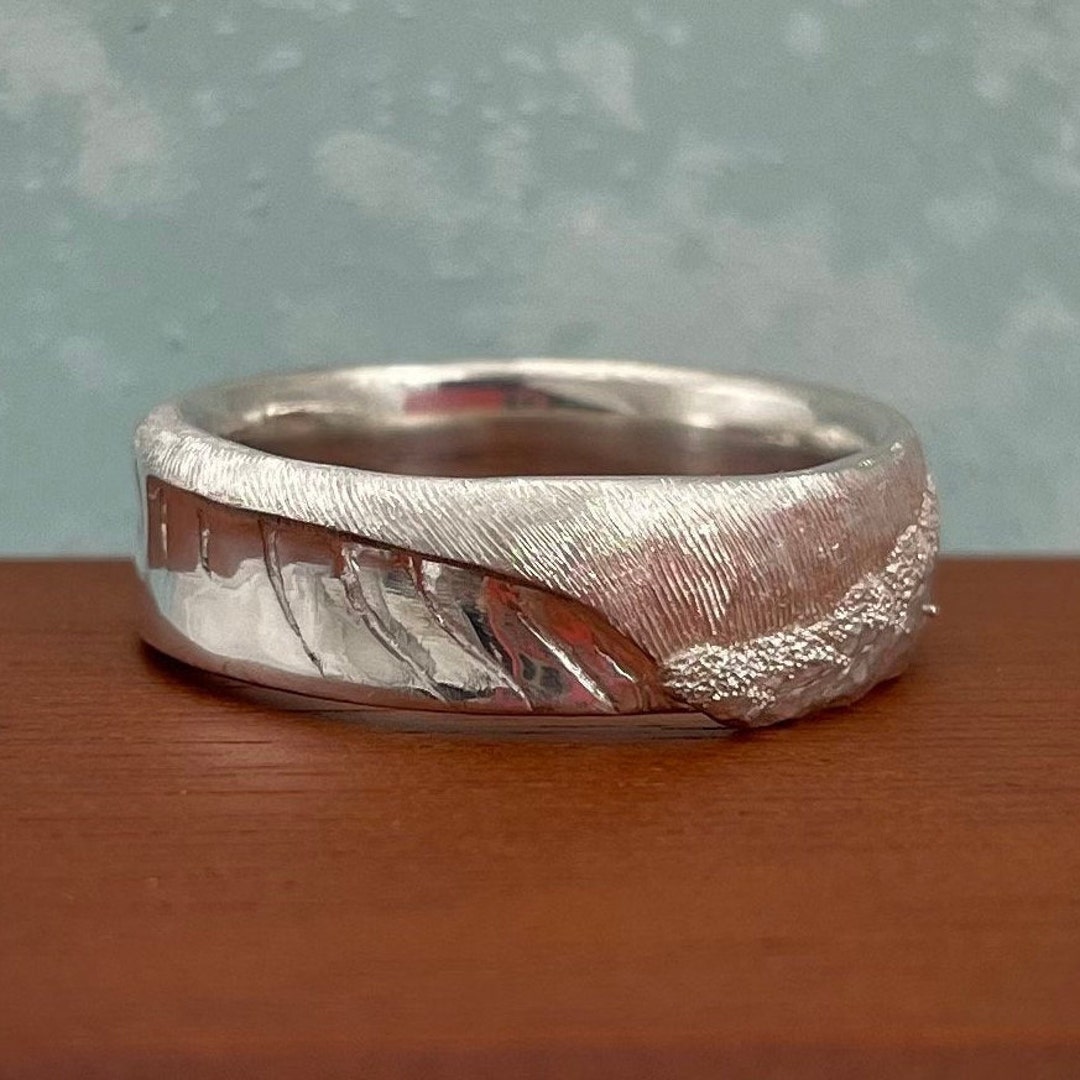 6mm Gold Ocean Wave Wedding Ring, Unique Womens or Mens Wedding Band ...