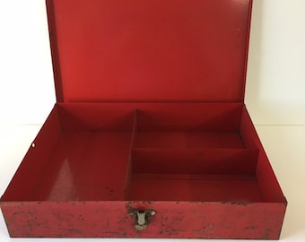 Red metal box | Etsy