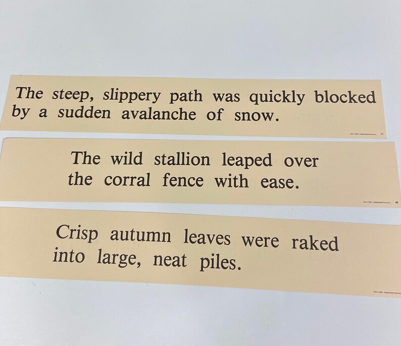 Three Vintage School Sentence Cards/ Vintage Word Cards/ Large Vintage ...