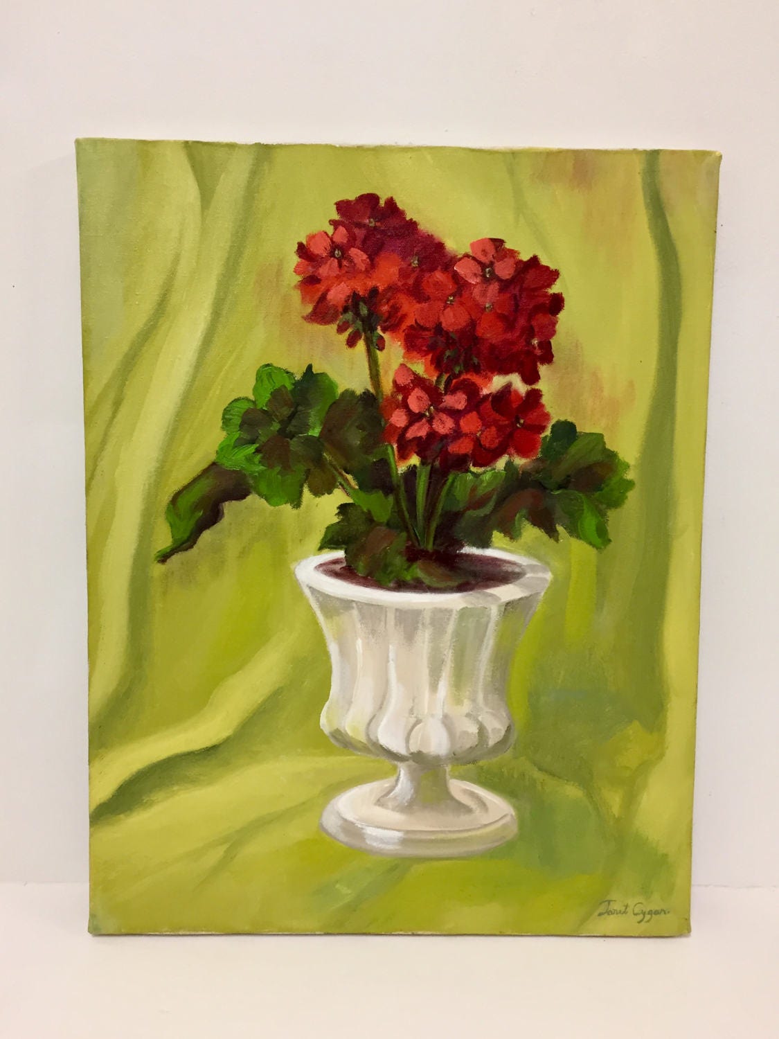 Vintage Geranium Painting/ Vintage Floral Painting/ Vintage Art ...