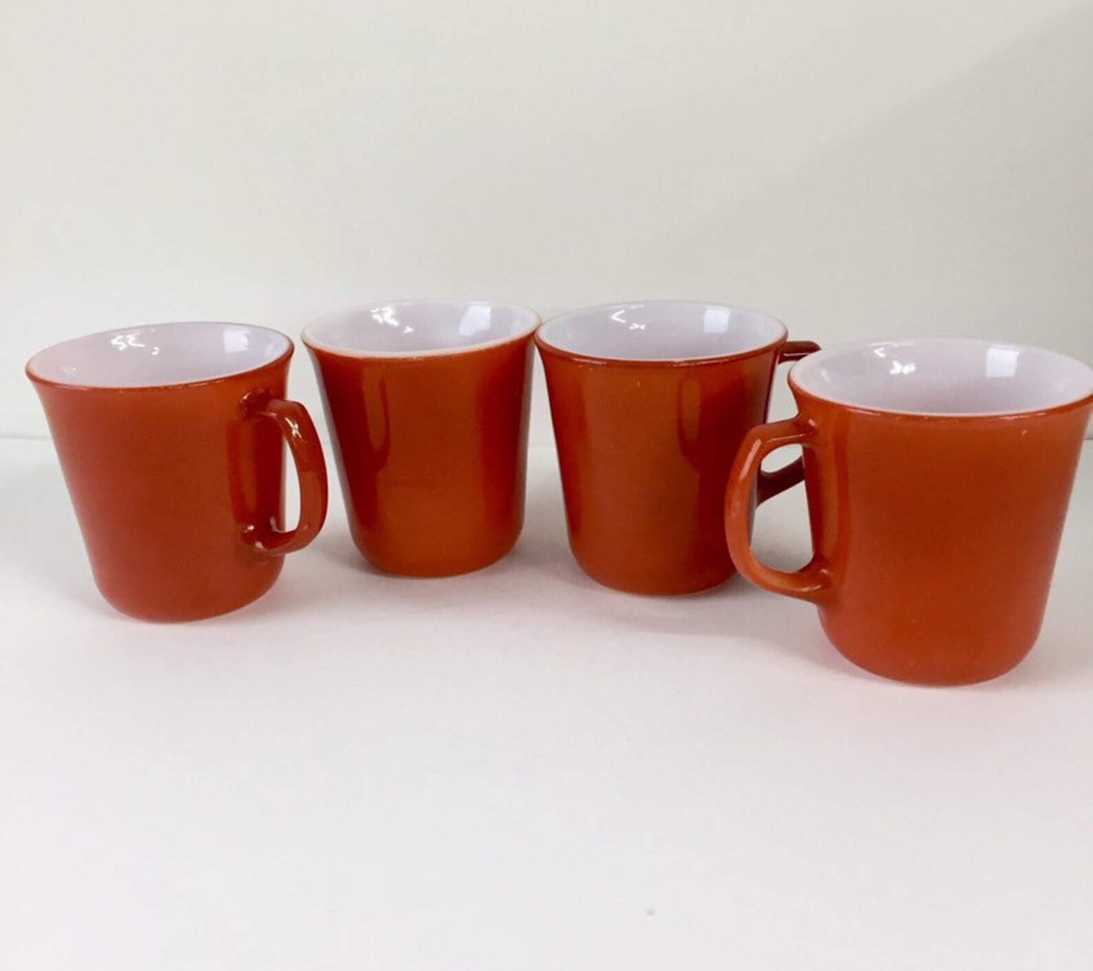 Four Vintage Pyrex Coffee Mugs/ Orange Milk Glass Pyrex Coffee Mugs ...