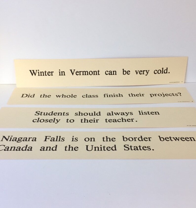 Three Vintage School Sentence Cards/ Vintage Word Cards/ Large Vintage ...