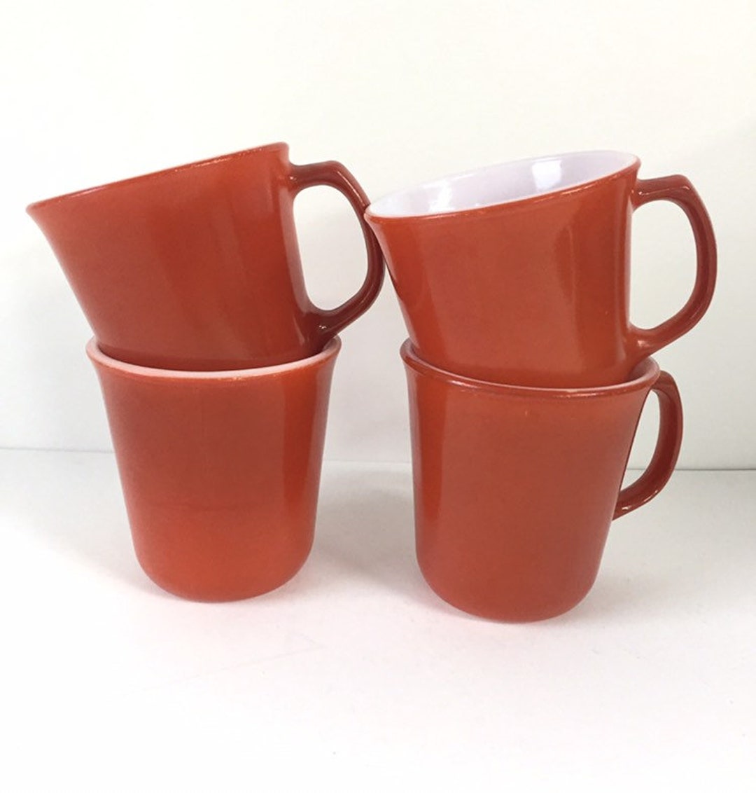 Four Vintage Pyrex Coffee Mugs/ Orange Milk Glass Pyrex Coffee Mugs ...