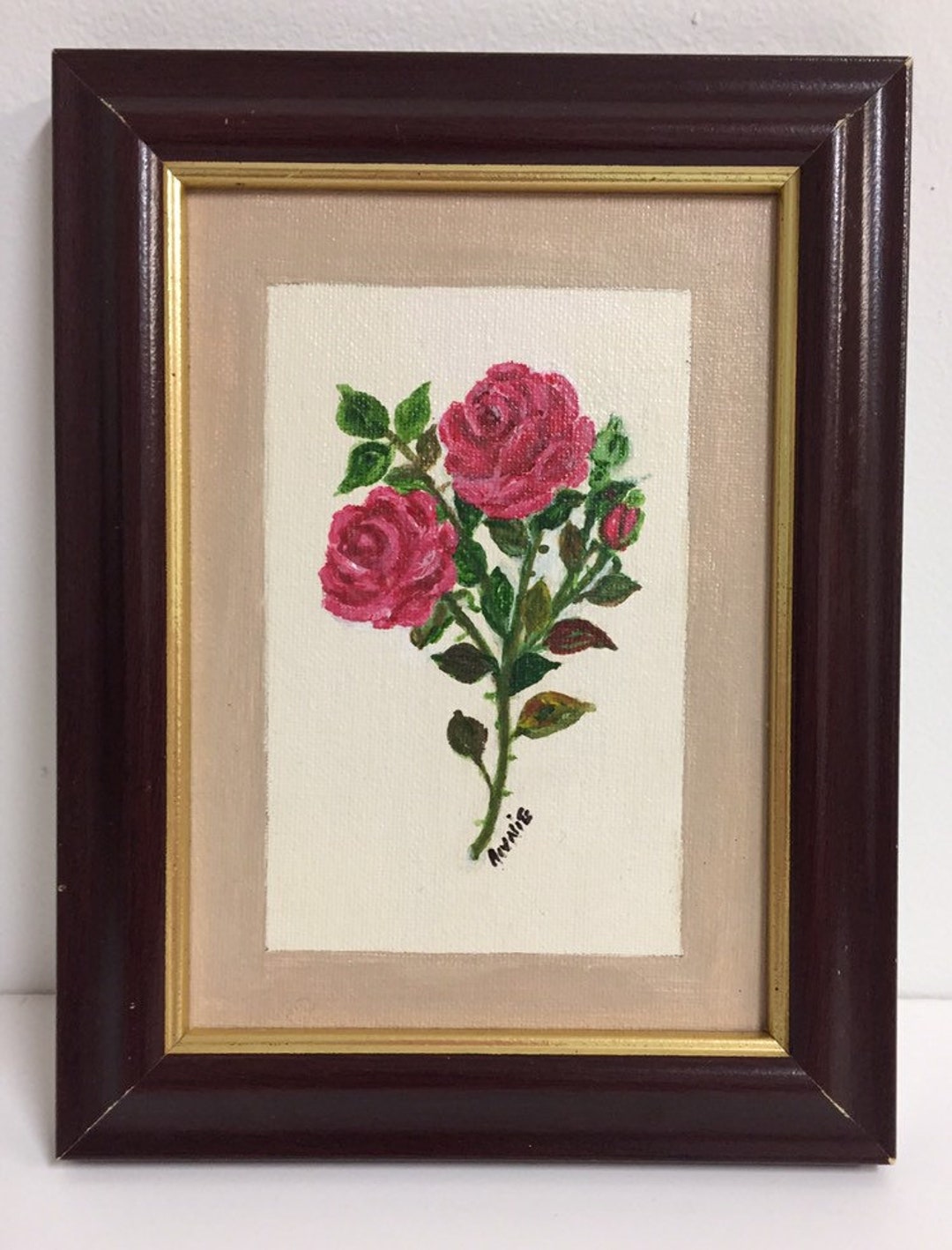 Vintage Rose Painting - Etsy