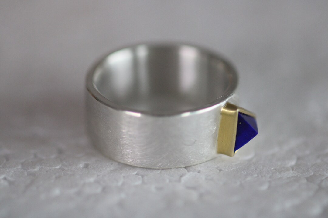 Ring With Goblin Blue Lapis Pyramid in Sterling Silver by Frank Schwope ...