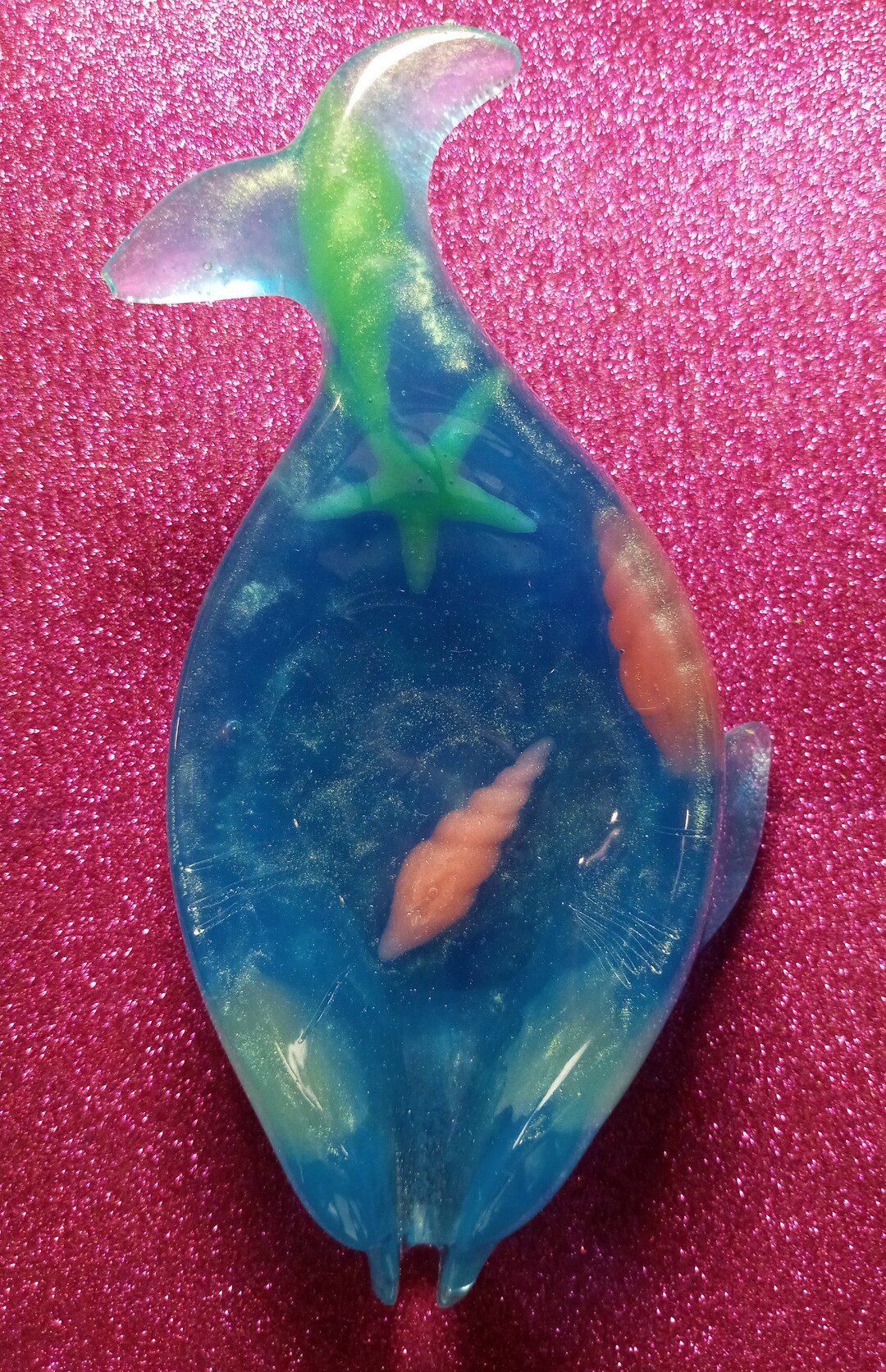 Dolphin 12oz. Drip Soap Dish With Glow Seashells Inside - Etsy