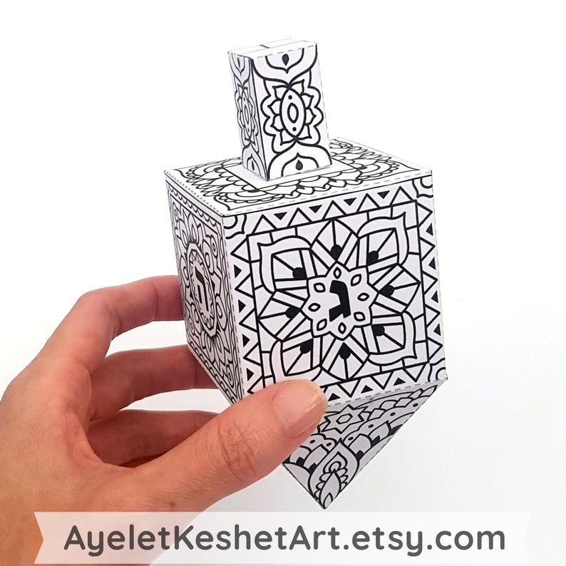 Printable Hanukkah Craft: Dreidel Box for Coloring With Mandala ...