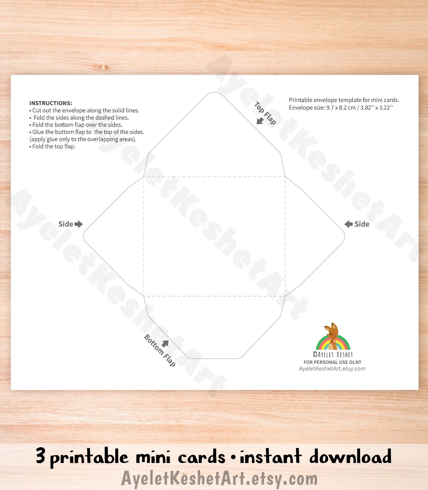 Set of 3 Mini Printable Merry Christmas Cards & Envelope - Etsy Israel