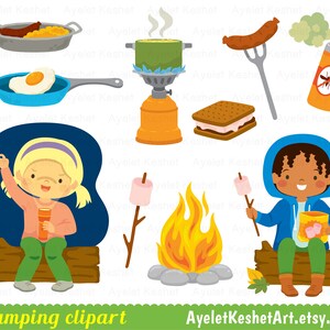 Camping Clipart Set. Travel and Outdoors Activities, Camping Gear and ...