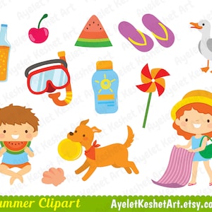 Summer Clipart Set. Cute Beach Clipart Bundle for Personal & Commercial ...