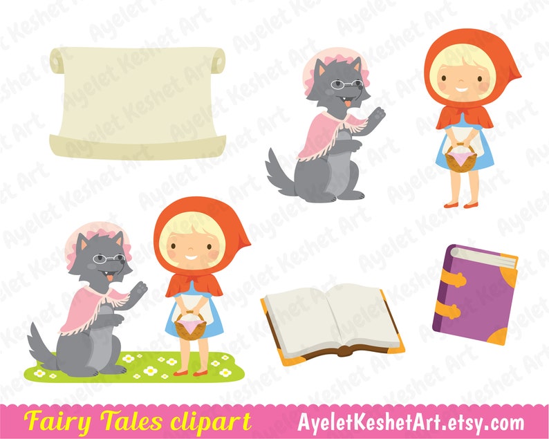 Fairy Tale Clipart Set. Cinderella, Snow White and Other Characters ...