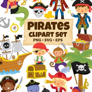 Pirate Clipart Bundle. Big Collection of Cute Pirates SVG, PNG and EPS ...