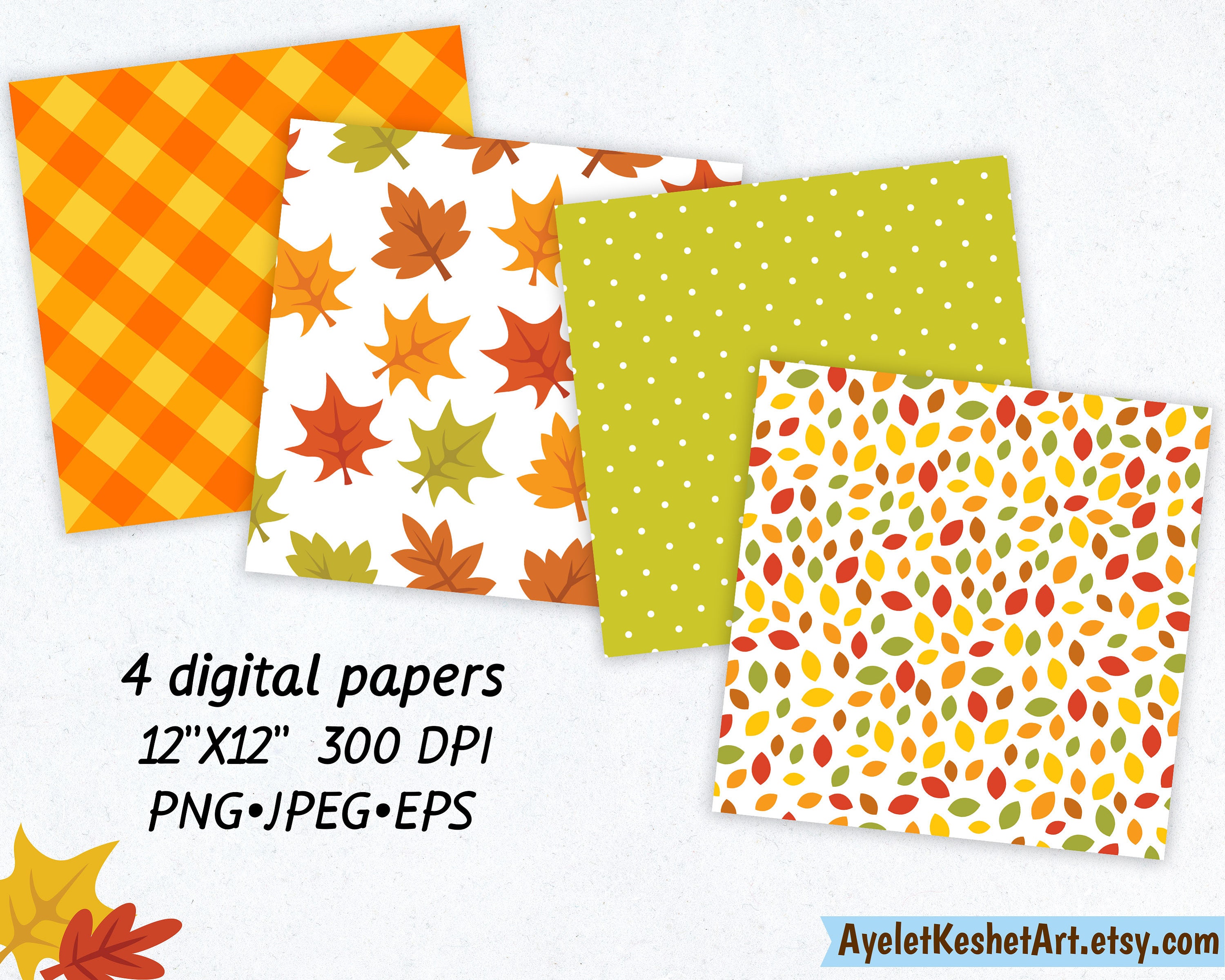 Cute fall clipart set with autumn leaves kids forest animals | Etsy