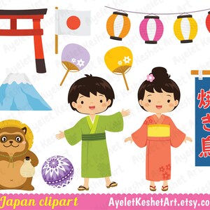 Japan Clipart Bundle. Cute Japanese Items, Japan Symbols, Geisha ...