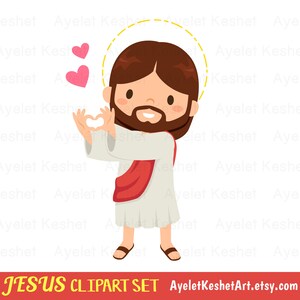 Jesus Clipart Set. Digital Clipart of Cute Jesus Illustrations in ...