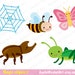 Bugs Clipart Set. Cute Bugs and Kids Enjoying Spring and Nature. SVG ...